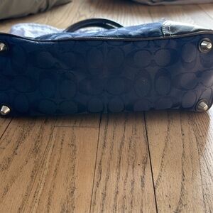 Coach | Bags | Signature Blue Coach Fabric Pocketbook With Brown ...